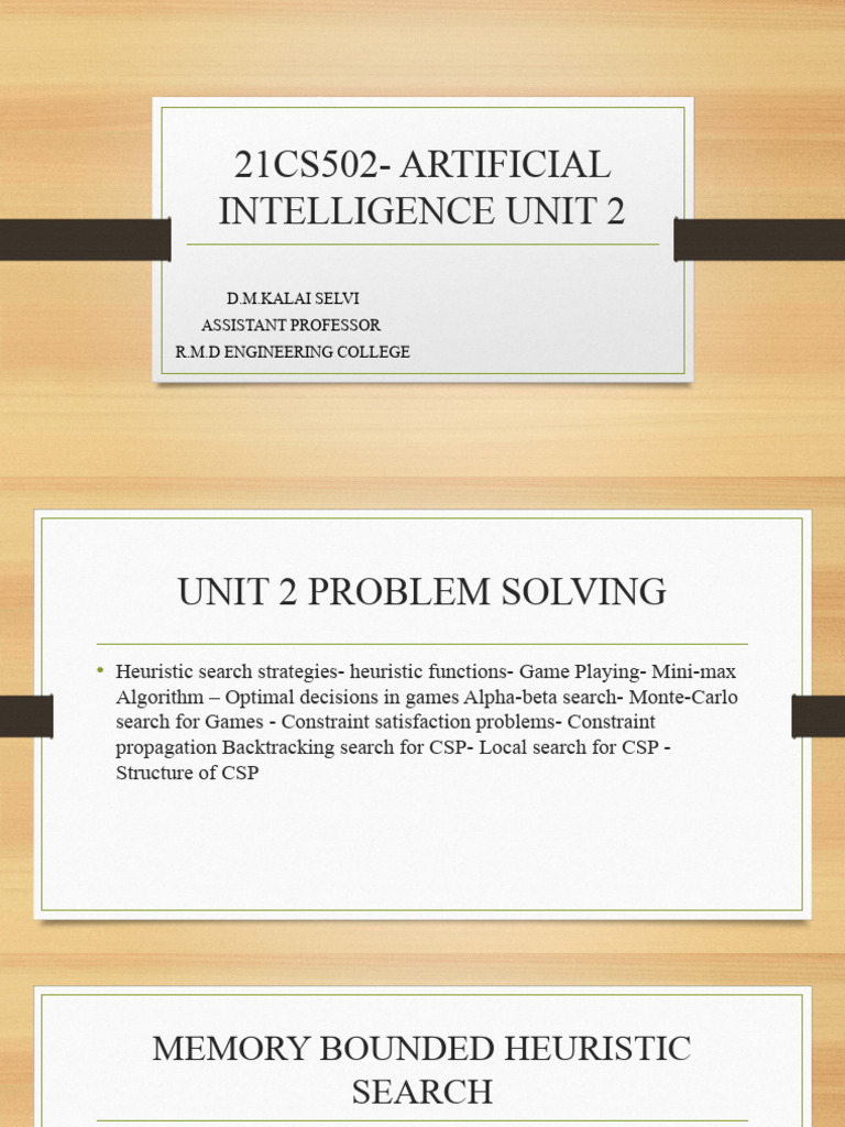 21cs502 Artificial Intelligence Unit 2 Pdf Computational Complexity Theory Algorithms