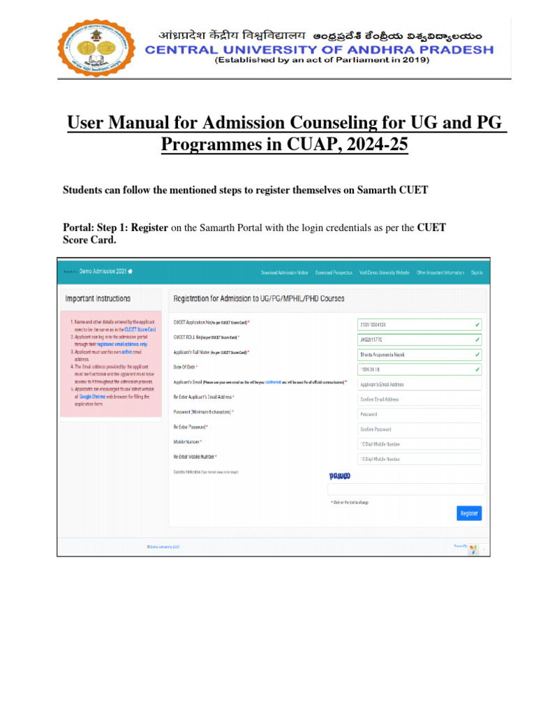 CUAP UG/PG Admission Guide 2024-25 | PDF | Computing | Software
