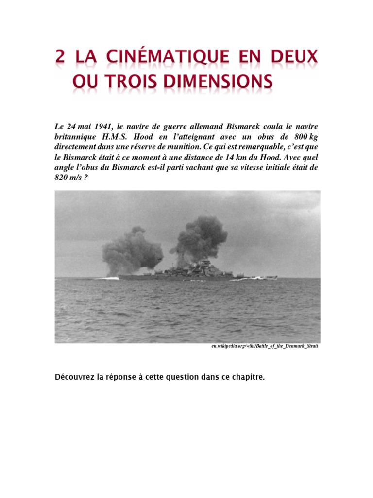 Angle de tir du Bismarck en 1941 | PDF | Vitesse | Accélération