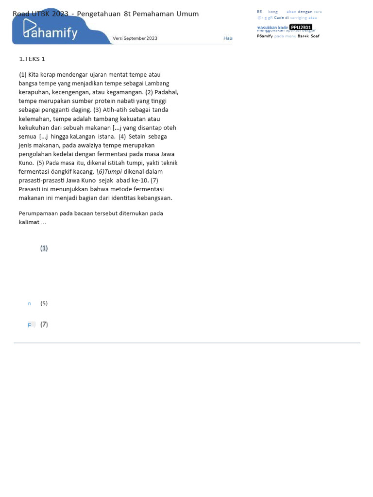 Soal UTBK 2023 - Pengetahuan & Pemahaman Umum-1 | PDF