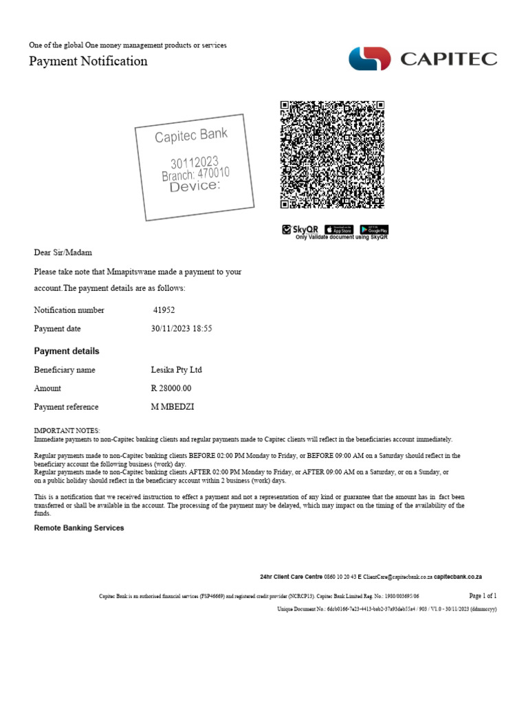 Proof of Payment 1 | PDF