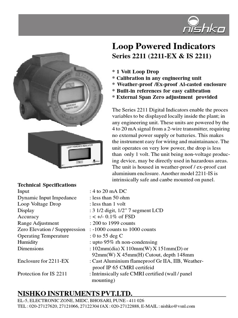NISHKO Loop Powered Indicators LCD | PDF | Power Supply | Electrical ...
