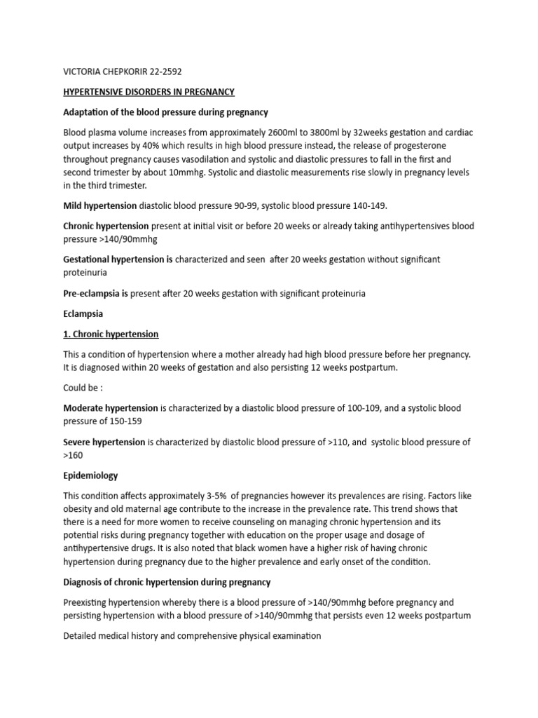 Hypertension in Pregancy Midwifery Assignment | PDF | Hypertension ...