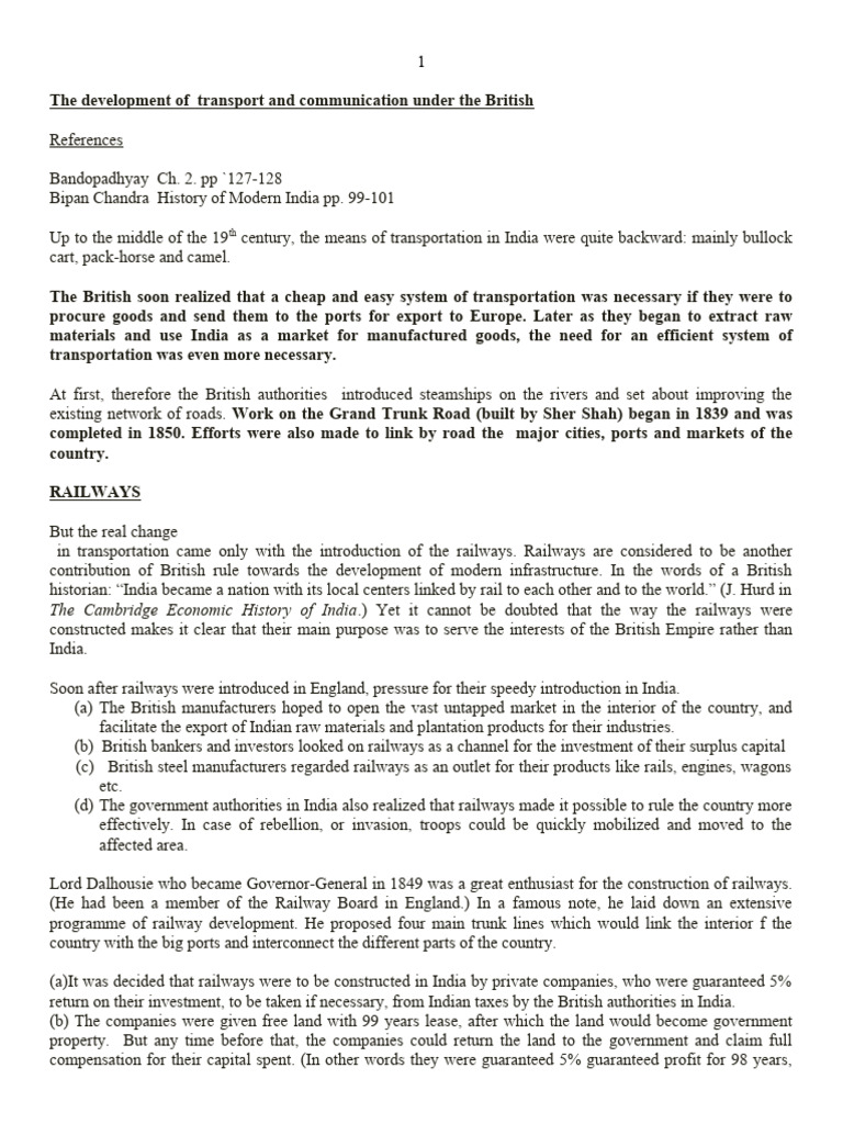 Transport, Communications and Railways | PDF | British Raj | Rail Transport