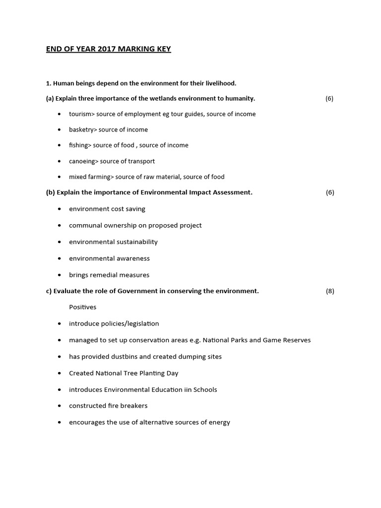 EYE PP2 Marking Key | PDF | Natural Environment | Conservation Biology