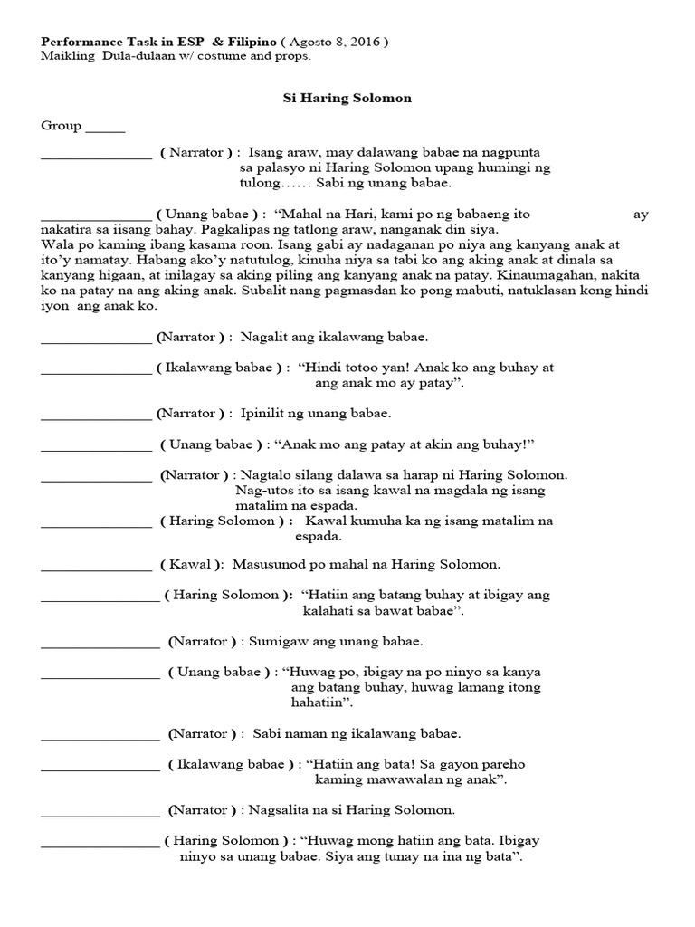 Performance Task in ESP | PDF