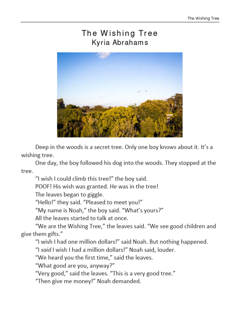 The Wishing Tree 270 Passage and Questions | PDF | Home & Garden ...