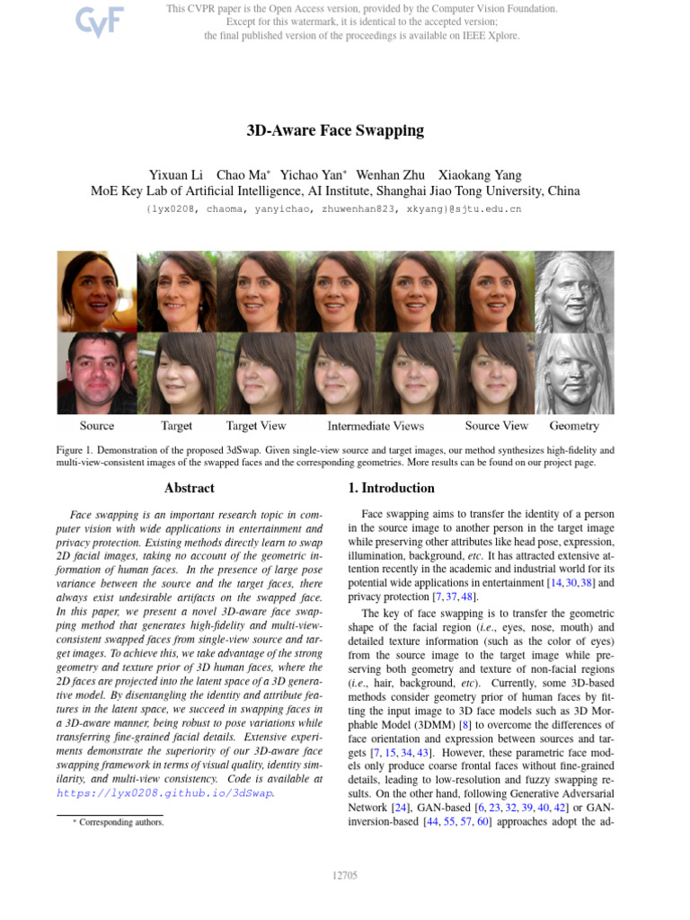 3D Face Swapping for Researchers | PDF | 3 D Computer Graphics | Applied Mathematics