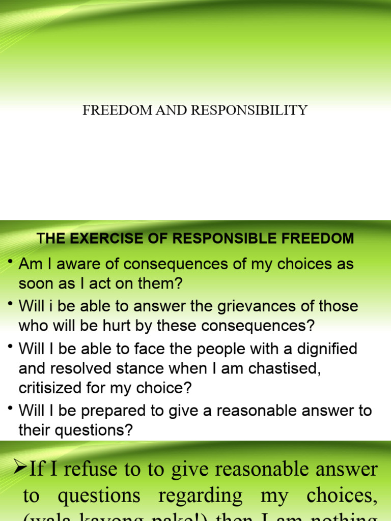 Freedom and Responsibility | PDF | Society | Reason