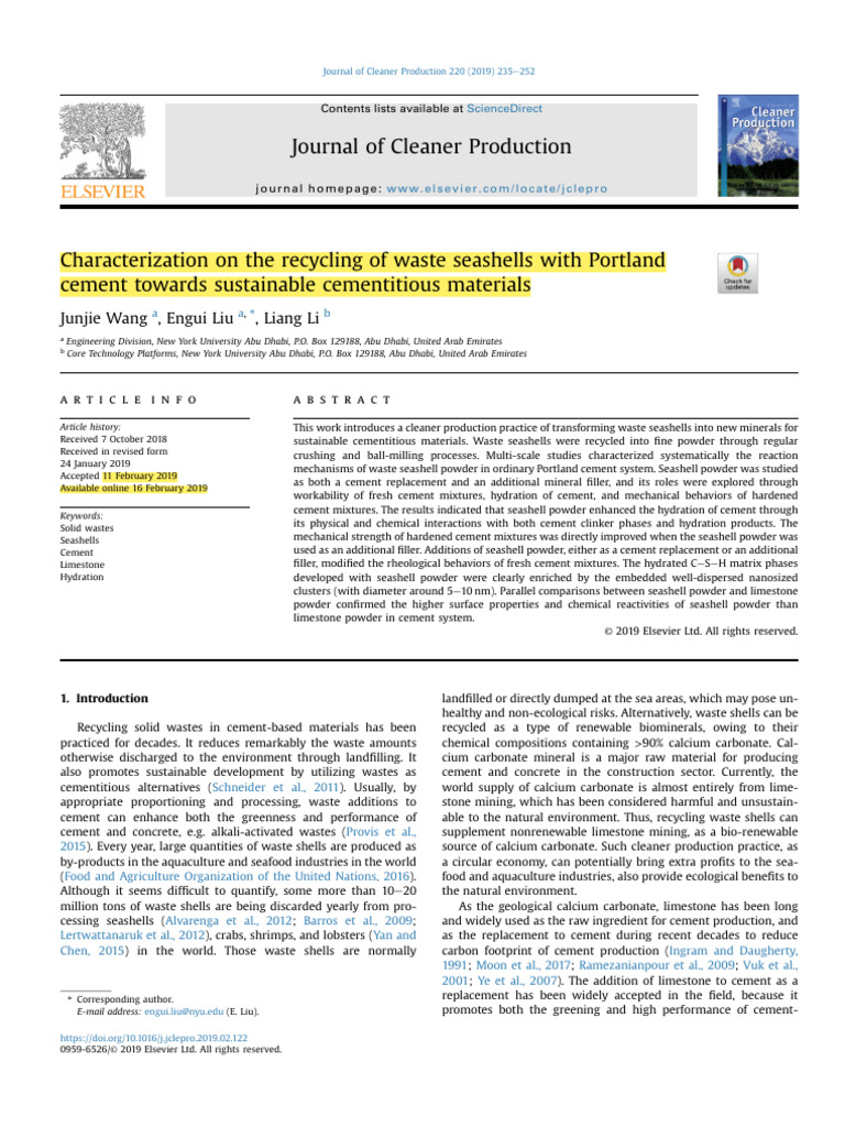 Characterisation On The Recycling of Waste Sea Shells | PDF | Cement ...