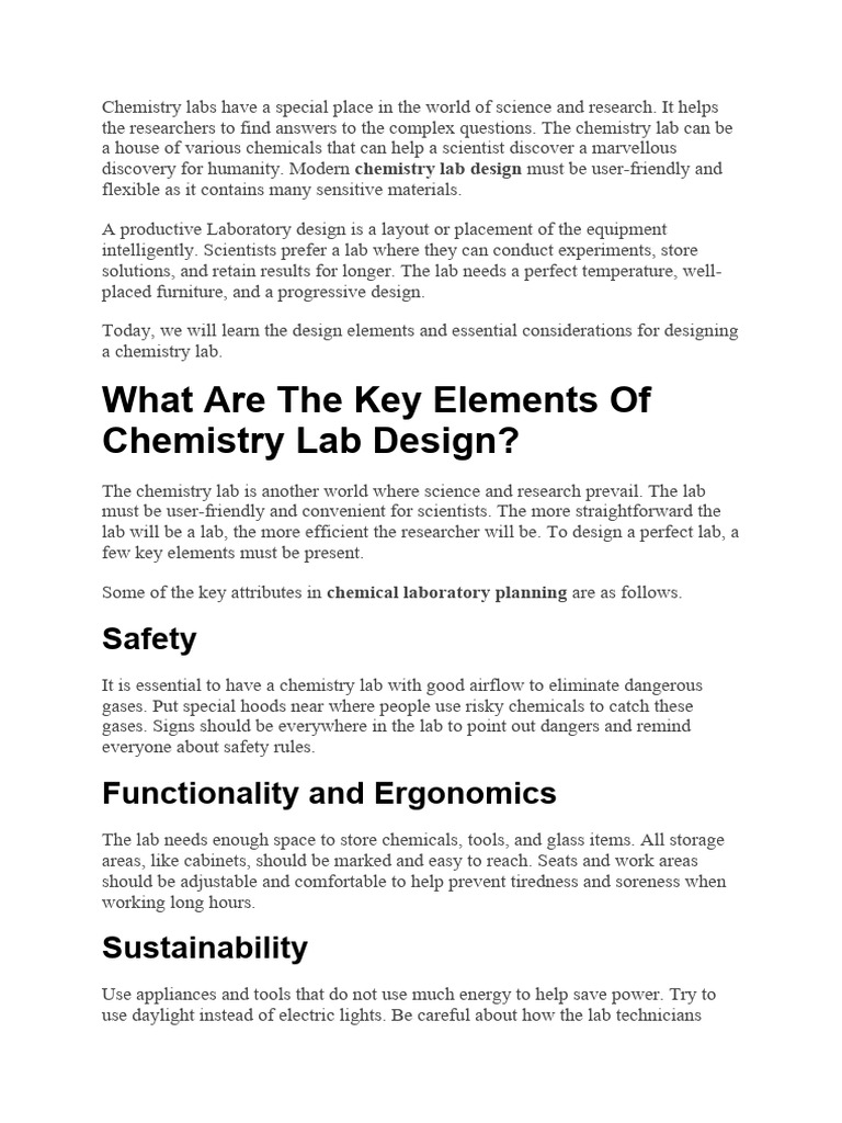 Modern Chemistry Lab Design | PDF | Laboratories | Chemistry