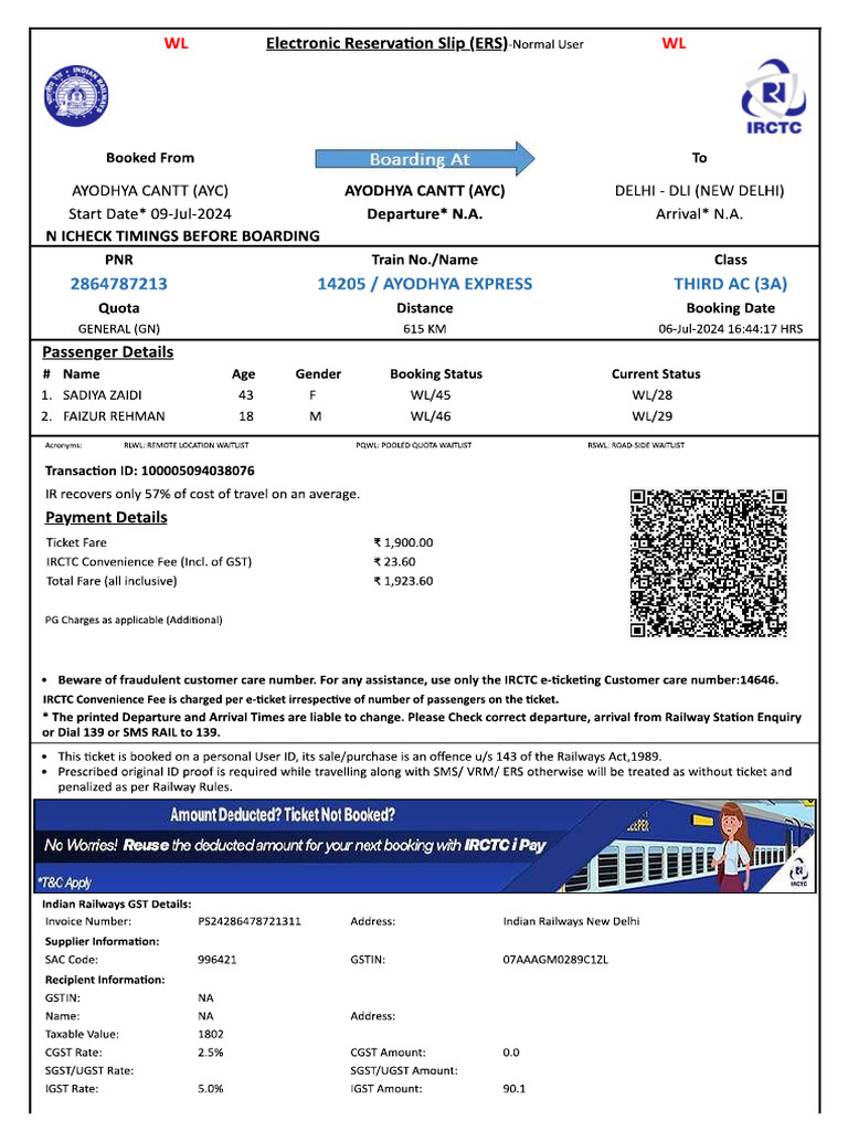 Ticket Irctc | PDF