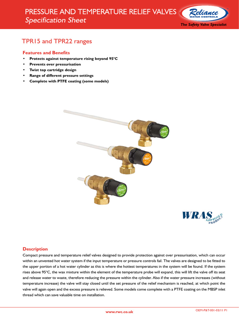 0900766b81283be0 PRV Data Sheet | PDF | Valve | Water Heating