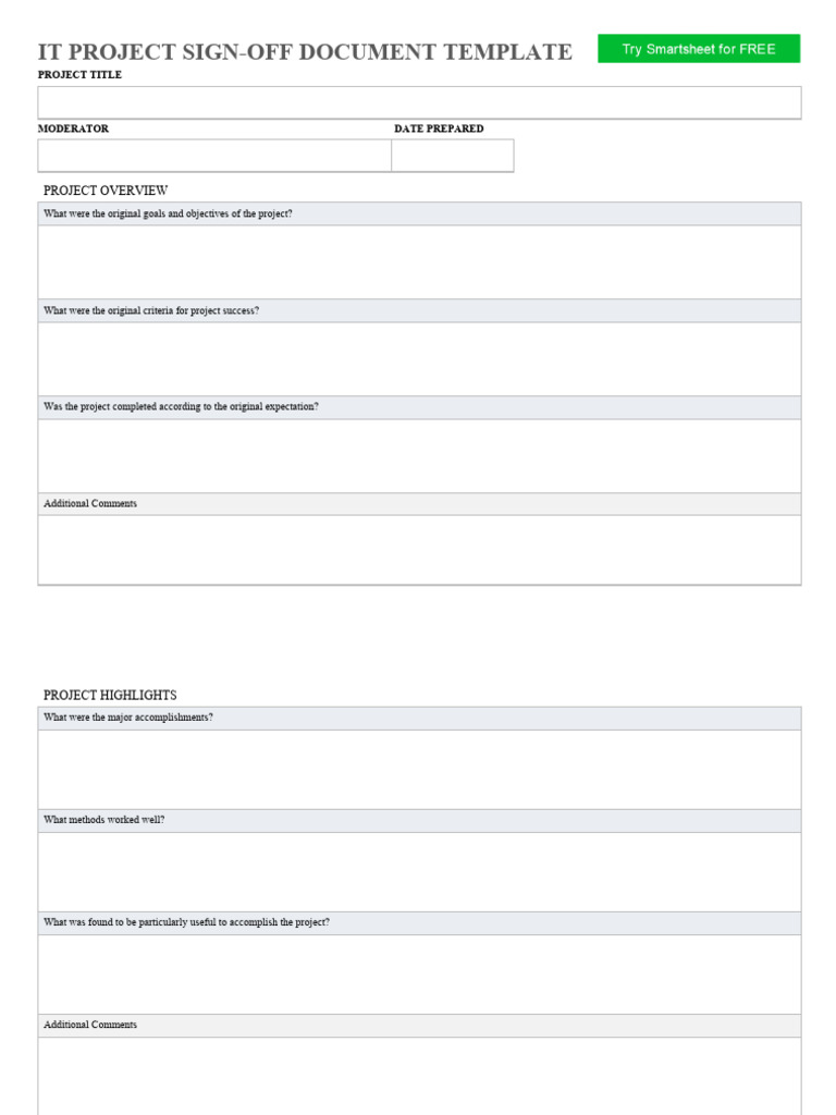 IC IT Project Sign Off Document 11340 - WORD | PDF | Project Management ...