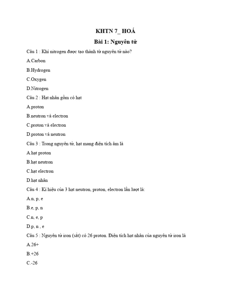 KHTN 7 - Hoá B1+2 | PDF