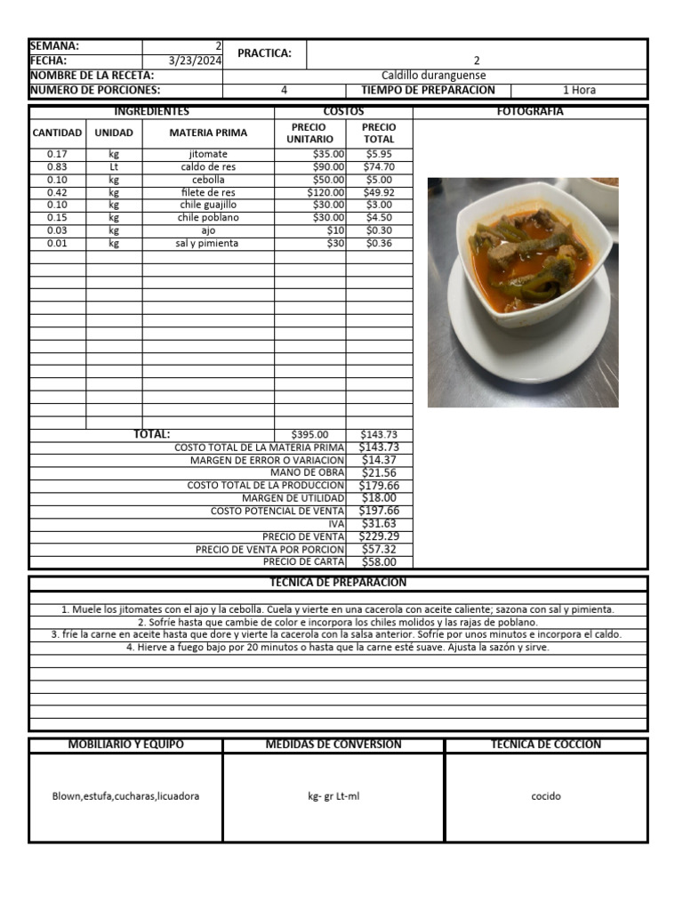 Receta de Caldillo Duranguense-1 | PDF | Cocina de las Americas ...