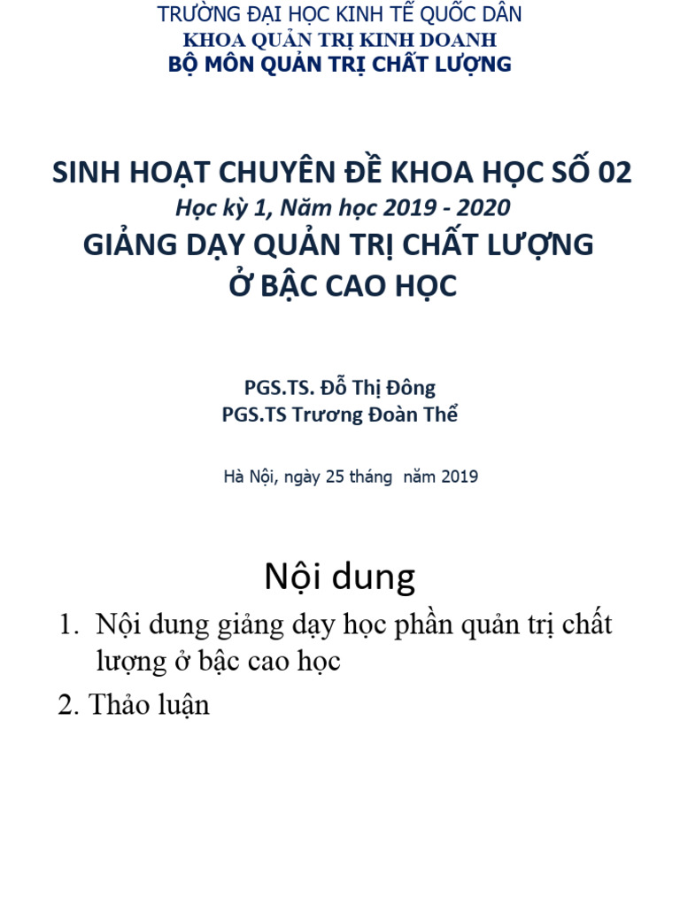 Slide Buoi 2 BM QTCL. 2019 2020 | PDF