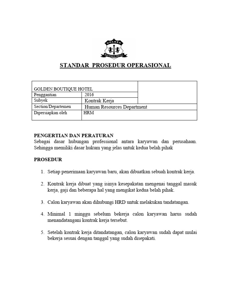 Sop HRD New 2016 | PDF