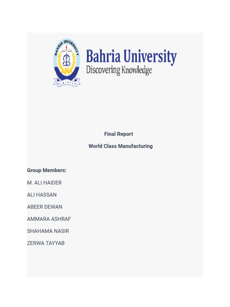 World Class Manufacturing (WCM) Is A Management Philosophy and ...