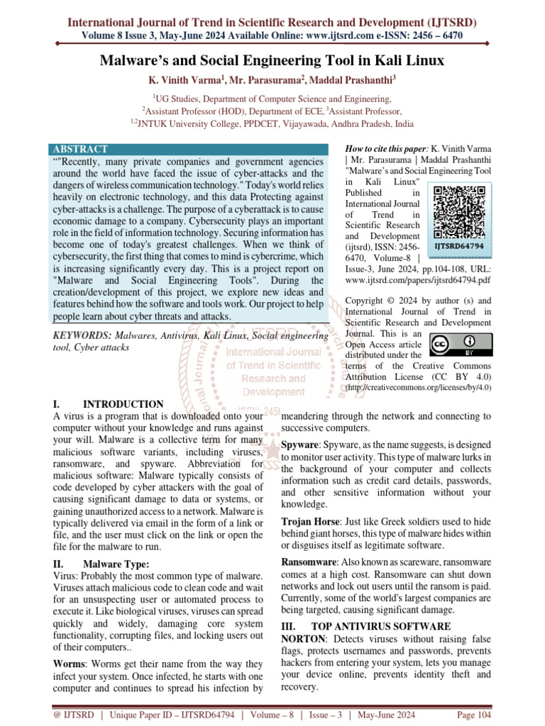 Malware's and Social Engineering Tool in Kali Linux | PDF | Malware ...