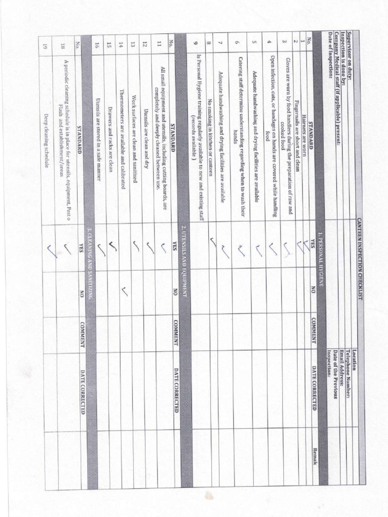 Canteen check list_compressed | PDF