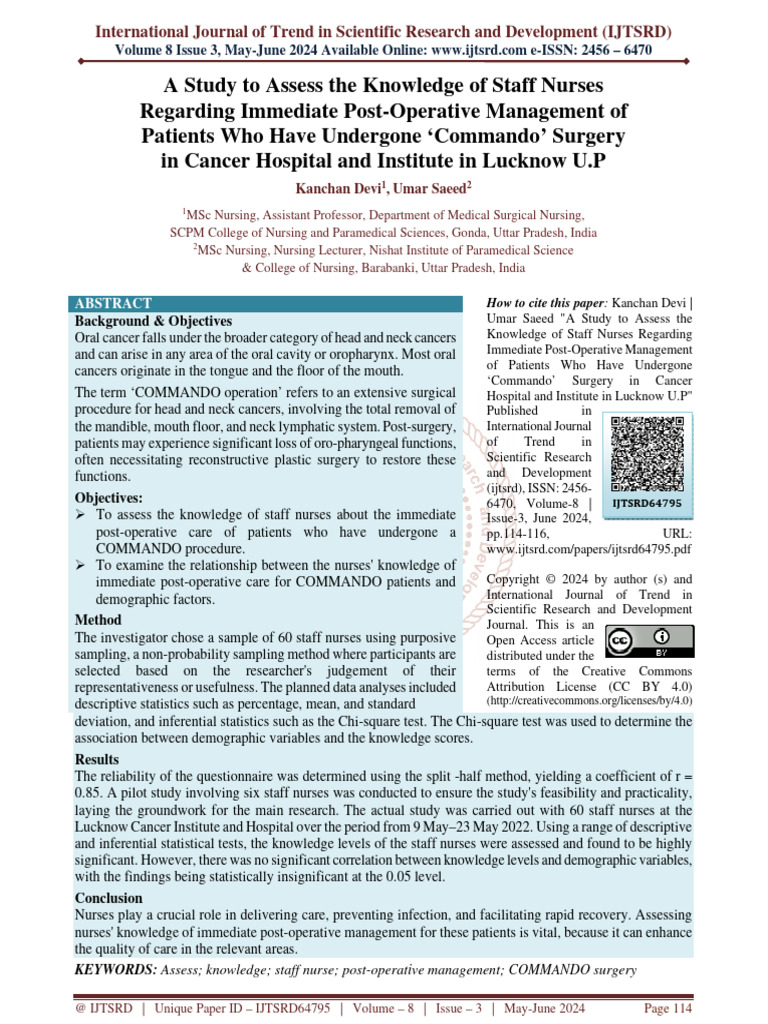 A Study To Assess The Knowledge of Staff Nurses Regarding Immediate ...