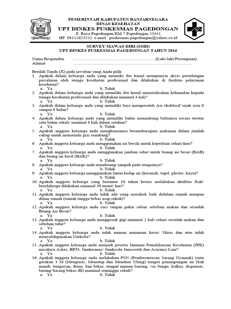 Kuesioner Survey SMD Akred | PDF | Pengembangan Diri