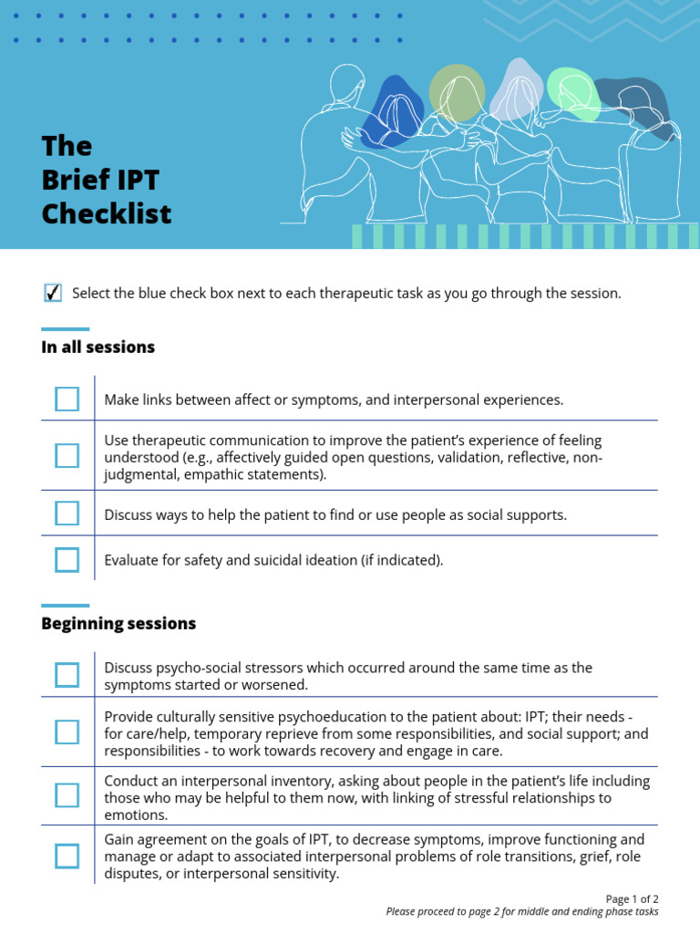 The Brief IPT Checklist - Fillable - v2 | PDF | Grief | Social Support