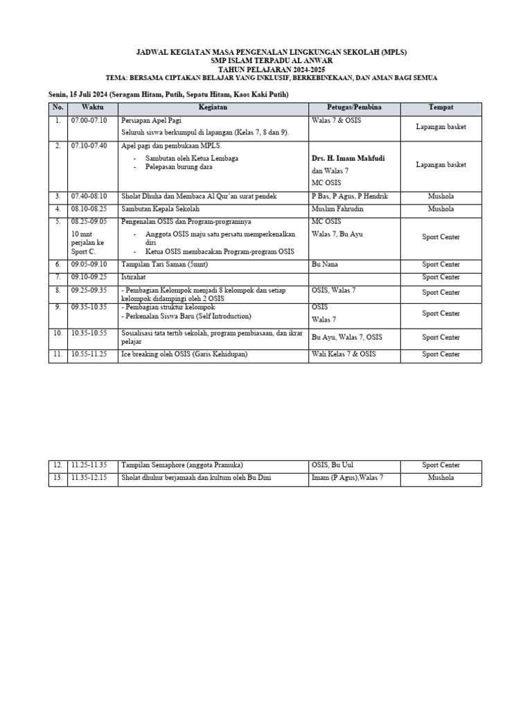 Jadwal Revisi MPLS 2024 | PDF