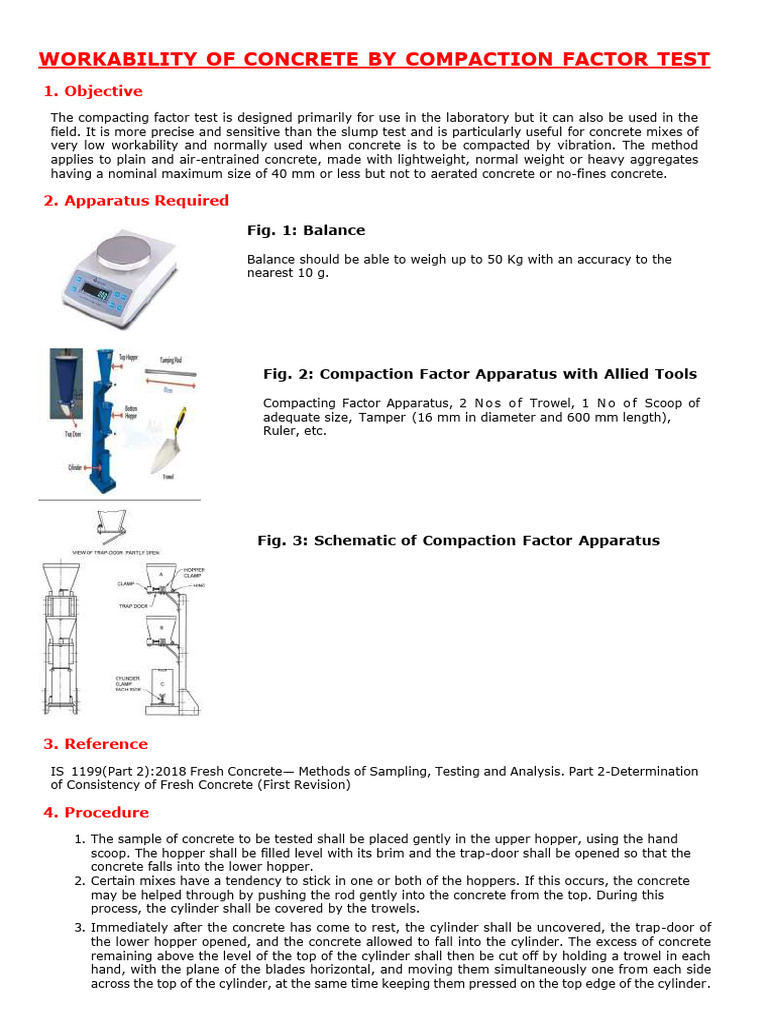 Workability of Concrete by Compacting Factor Test (Vinay Pandey | PDF ...