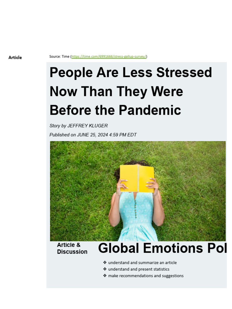 Article Discussion - 06.2024 - Global Emotions Poll | PDF | Loneliness ...