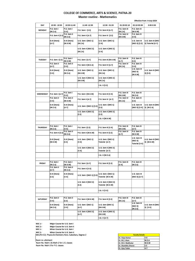 Maths-Routine July 24 | PDF