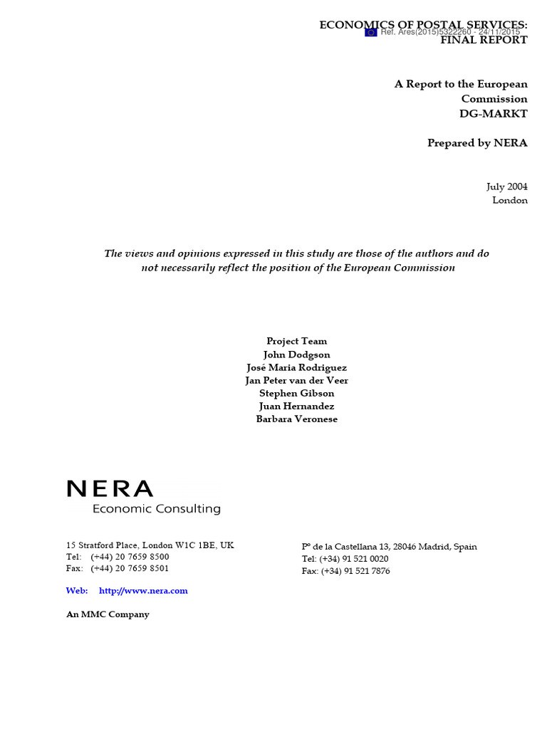 2004 Nera Final Postal Report - en | PDF | Mail | Retail