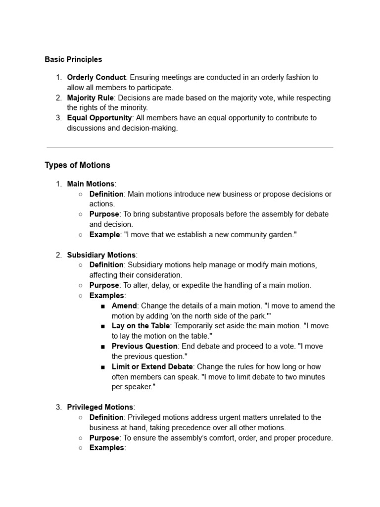 Understanding Meeting Motions and Procedures | PDF | Agenda (Meeting ...