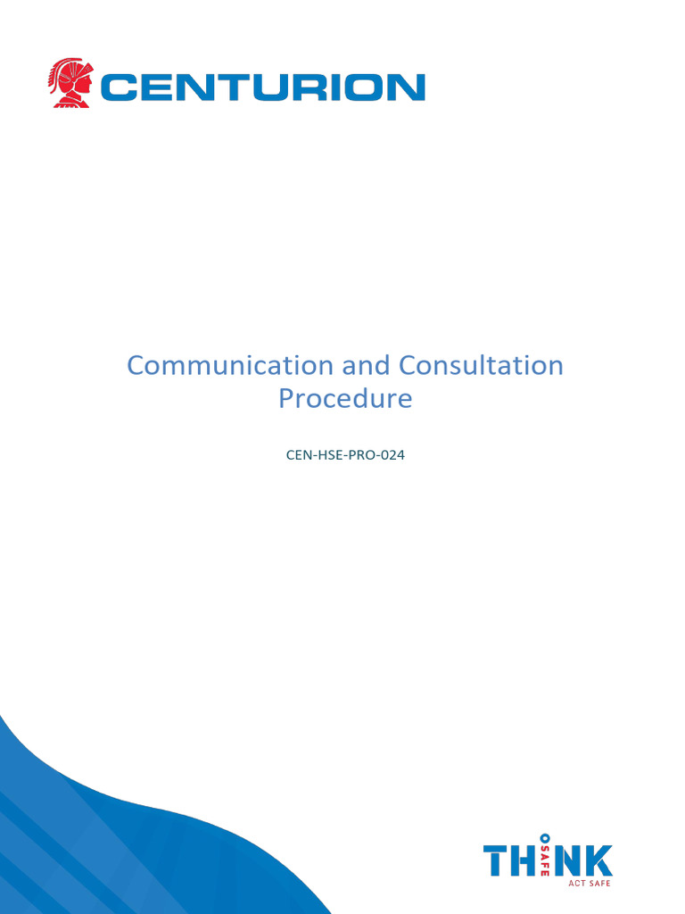 Communication and Consultation Procedure | PDF | Occupational Safety ...
