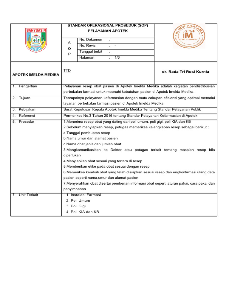 SOP Apotek Fix | PDF | Pengembangan Diri | Kesehatan Holistik