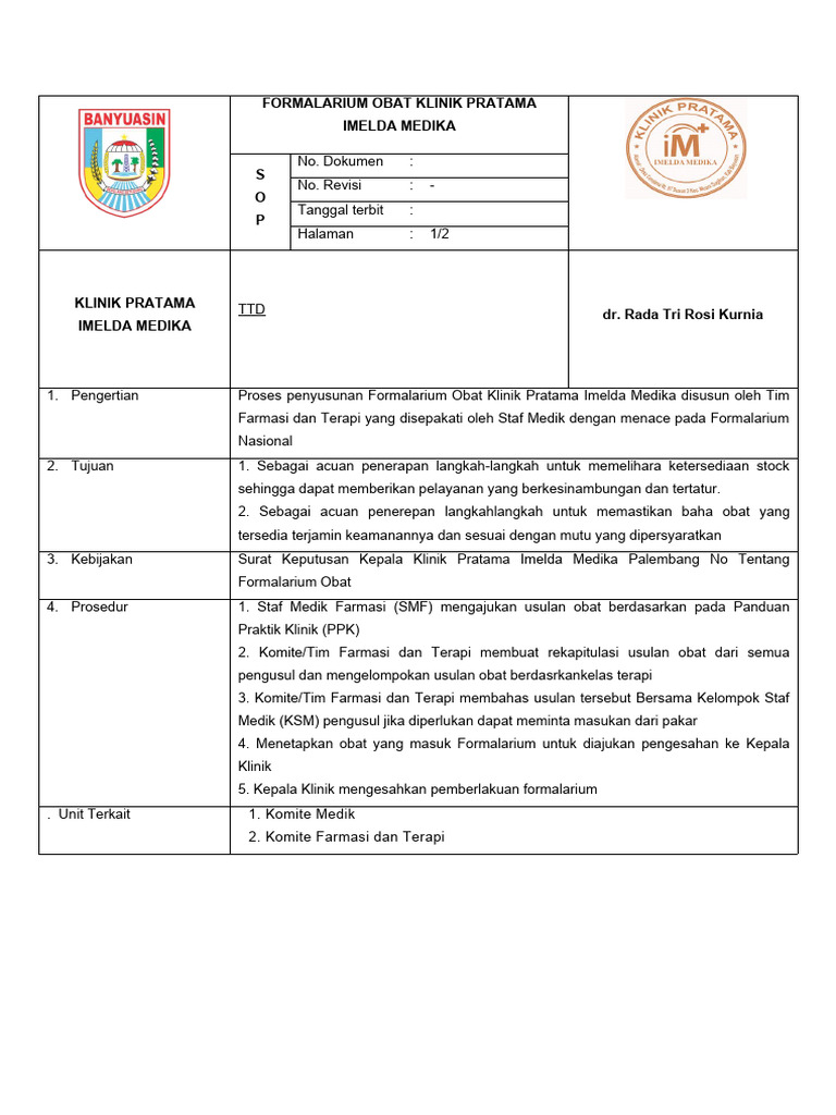 SOP FORMALARIUM OBAT Fix | PDF