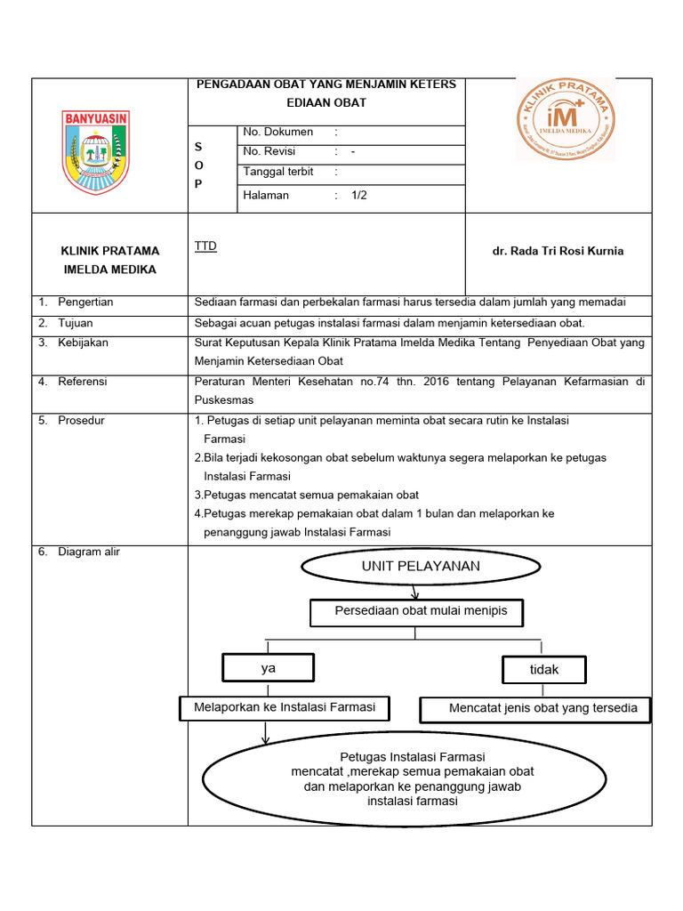 SOP PENGADAAN OBAT Sesuai Dengan Regulasi Fix | PDF