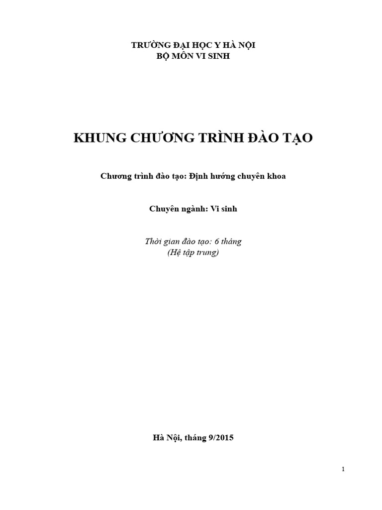 Khung Chung Trinh CKDH Vi Sinh (Sua Sau Hop Tham Dinh) | PDF