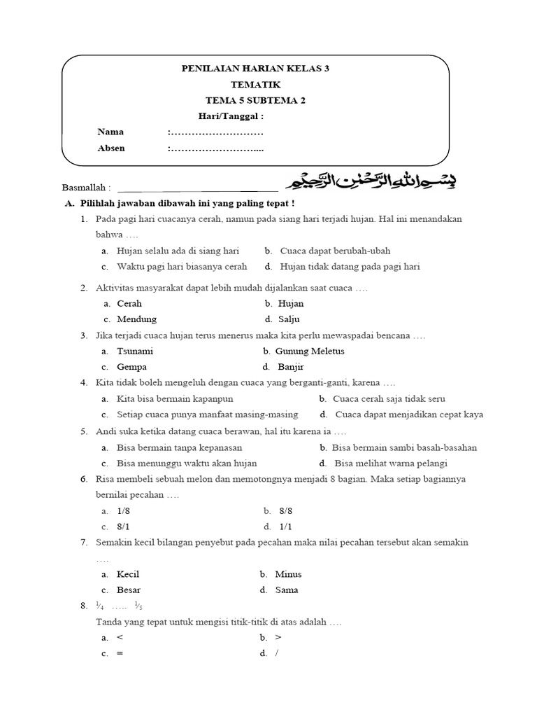 PH Tema 5 Subtema 2 Kelas 3 | PDF | Seni & Disiplin Bahasa