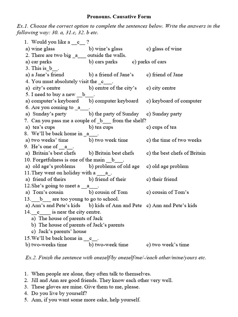 Unit 9. Pronouns-Causative Forms - 2023 | PDF | Linguistics