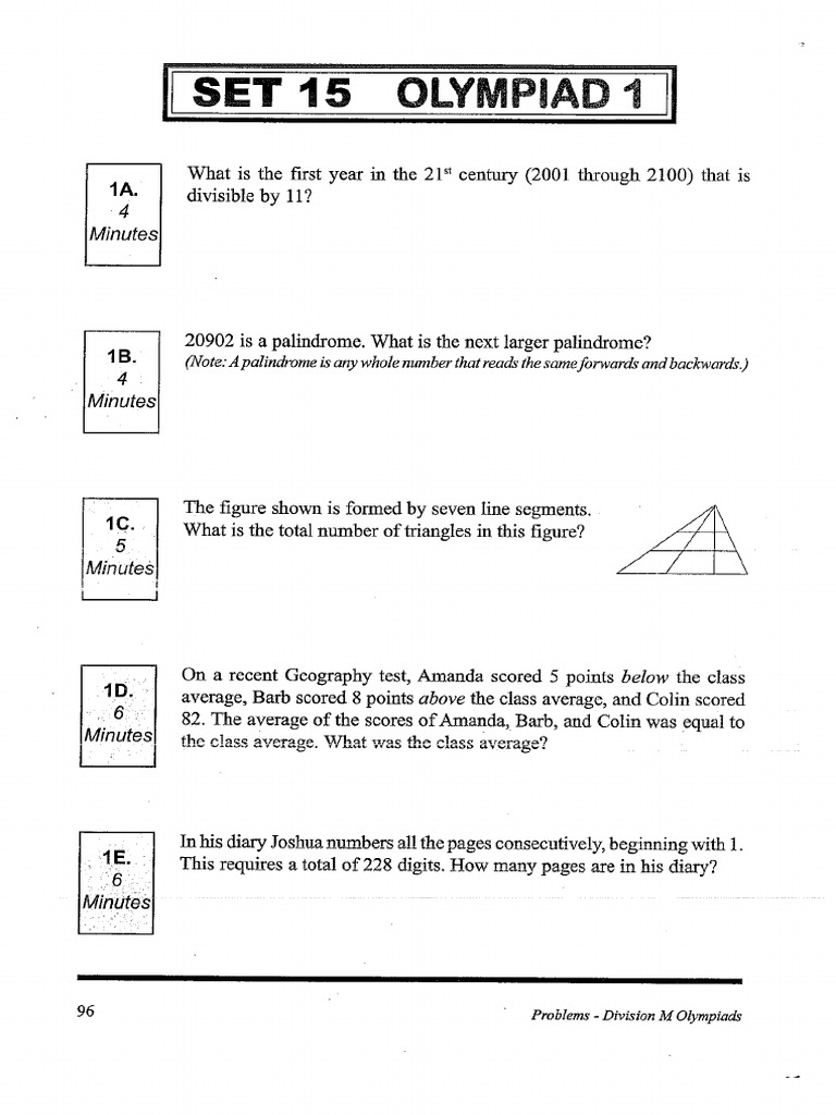 Math Olympiad Contest Problems Vol 2 M Set 15 | PDF