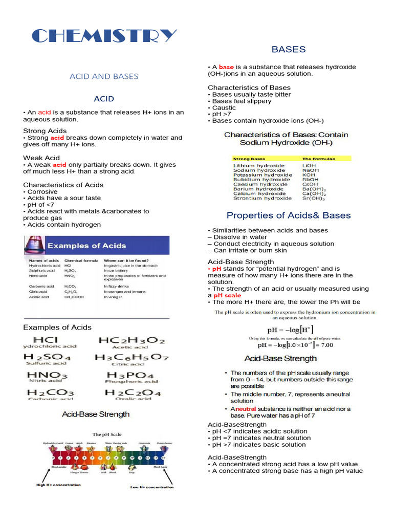 Understanding Acids and Bases in Chemistry | PDF | Acid | Ph