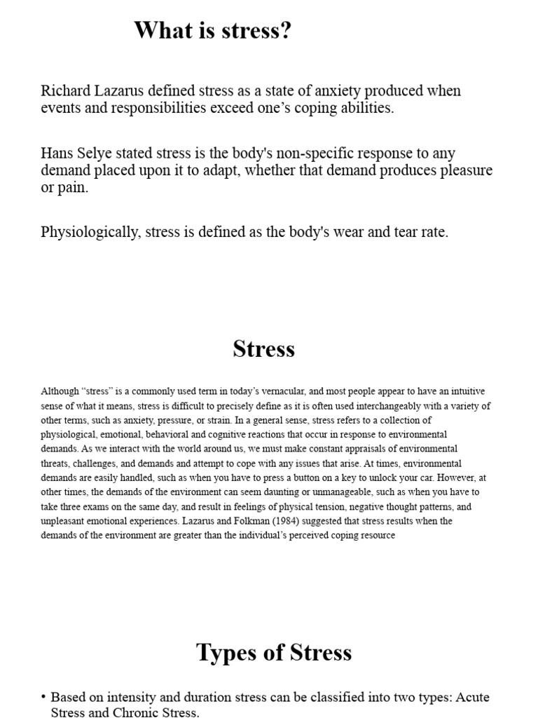 Unit 6 - Stress Management | PDF | Stress (Biology) | Psychology
