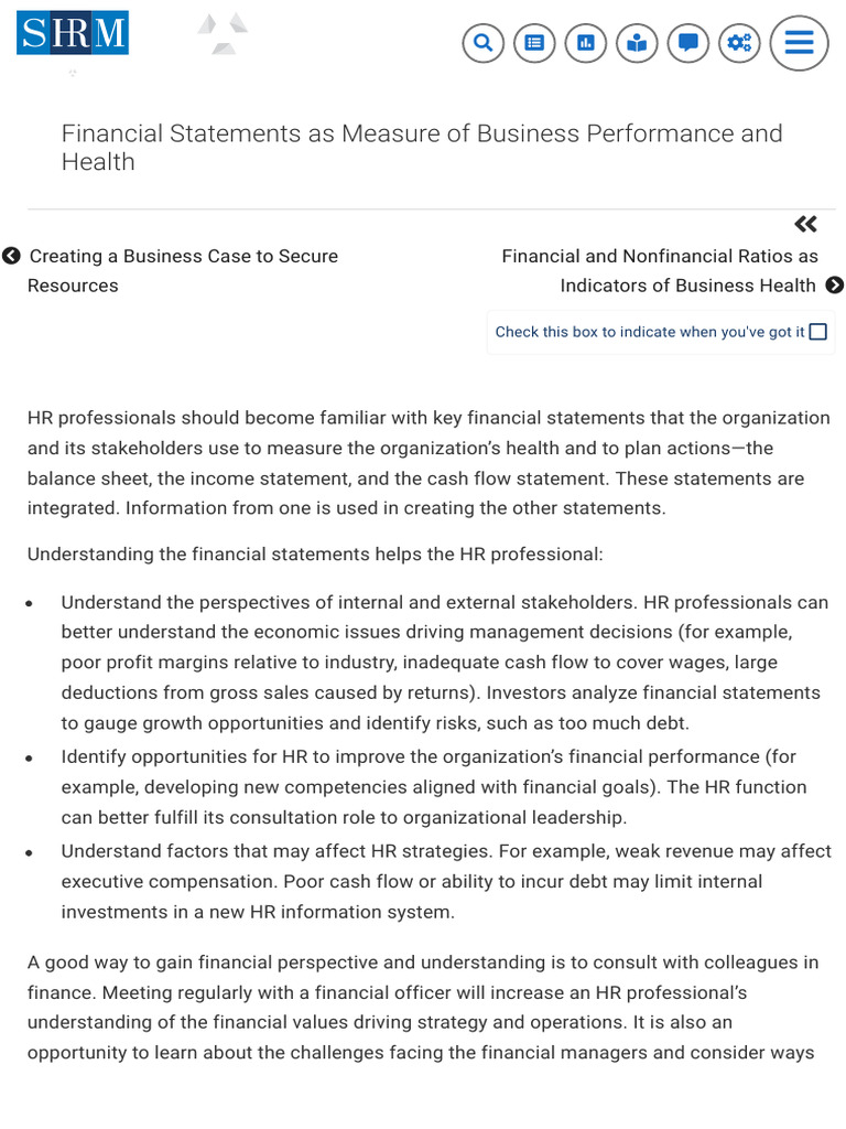 Reading - Financial Statements As Measure of Business Performance and ...