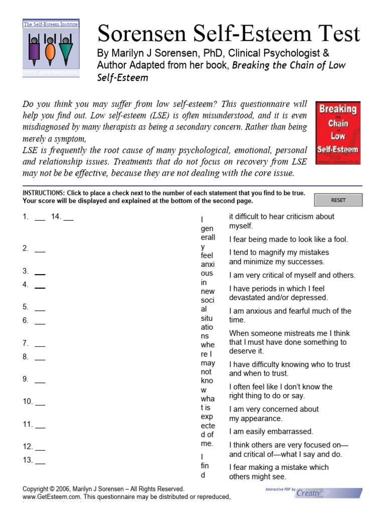 Self-Esteem - Test Module 1 | PDF | Self Esteem | Abnormal Psychology