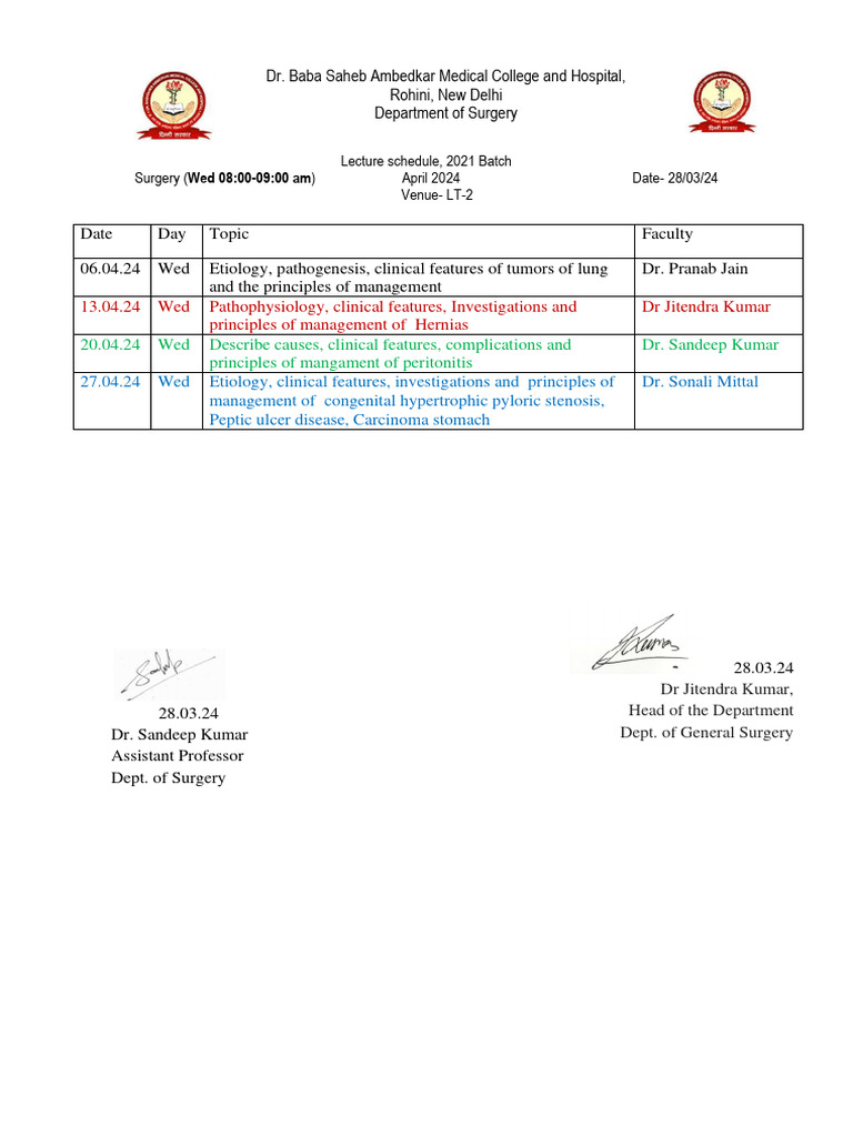 Roster April 2024 Batch MBBS | PDF