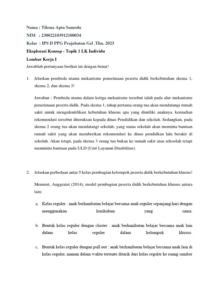 Eksplorasi Konsep - Topik 1 LK Individu | PDF | Karier & Perkembangan | Kesehatan Holistik