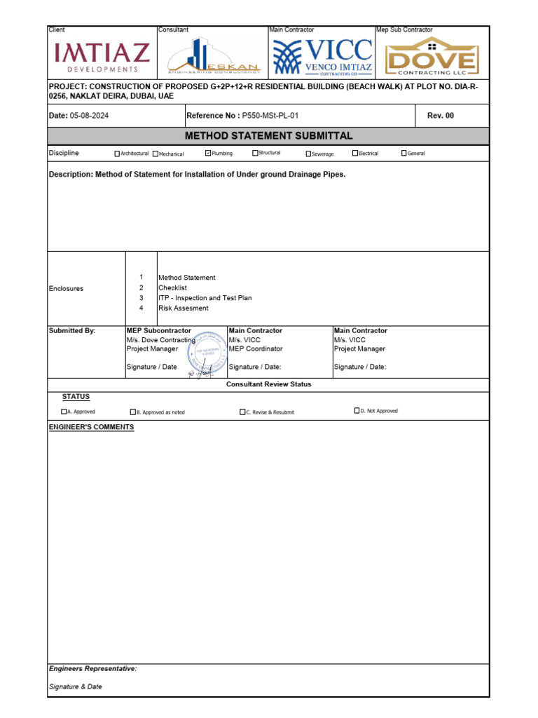 P550-MSt-PL-01 - Installation of UG Drainage Pipes | PDF | Pipe (Fluid ...