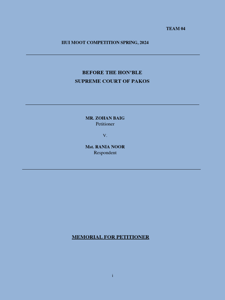 Memorial For Petitioner | PDF | Surrogacy | Parent